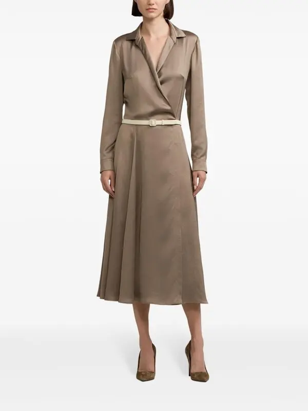 Ralph Lauren Washed Charmeuse Shirt Dress - Brown