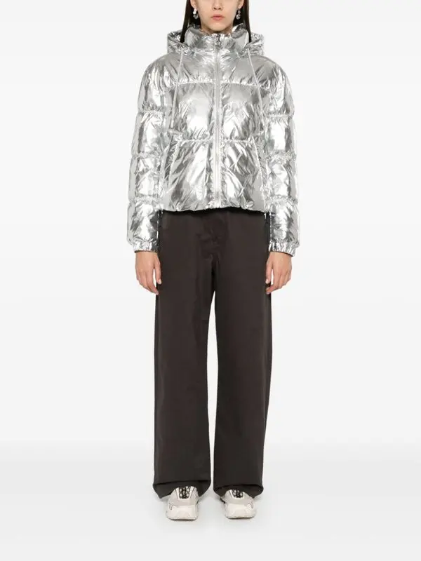 Michael Kors Metallic Puffer Jacket - Silver