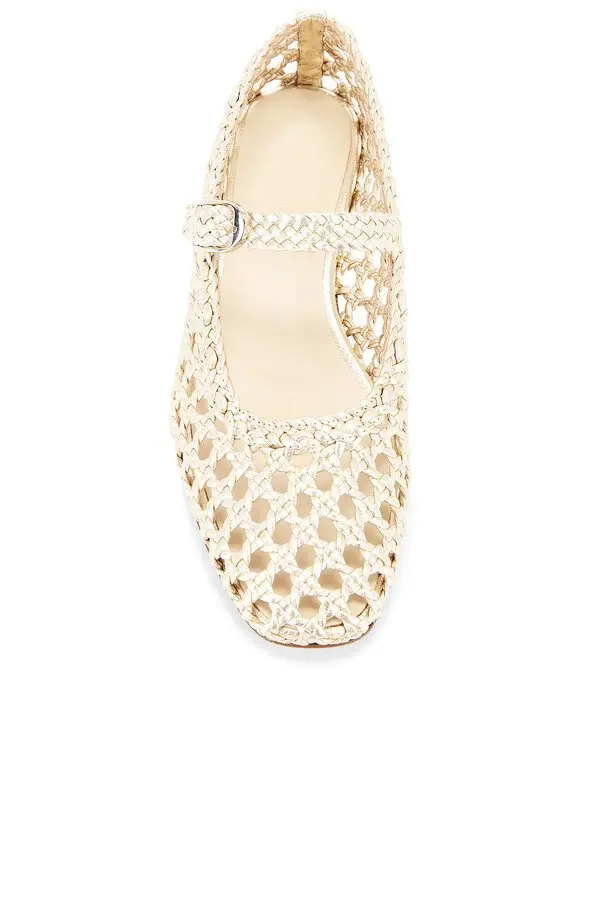 Le Monde Beryl Mary Jane Woven Flat - Gold