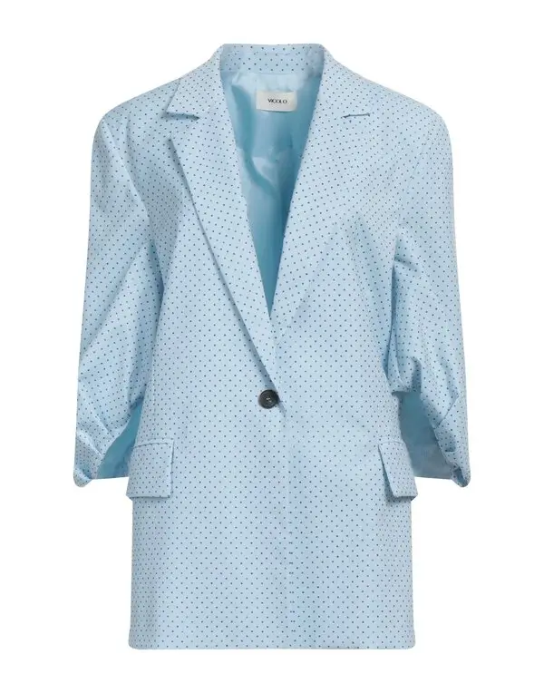 VICOLO Glittered Polka-dot Blazer - Sky Blue