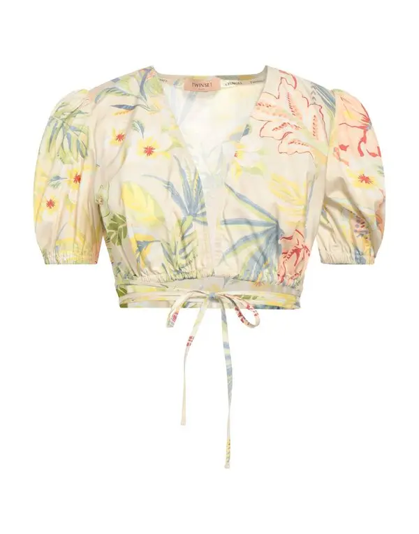 TWINSET Floral-print Cotton Top - Beige