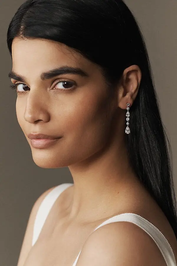 Nadri Halle Linear Drop Earrings - Silver
