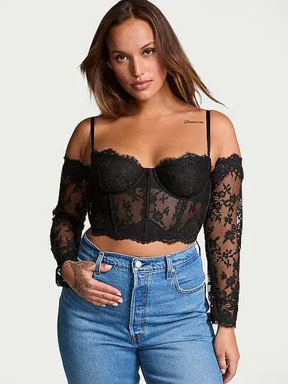 Victoria's Secret Lace Convertible Corset Top - Black