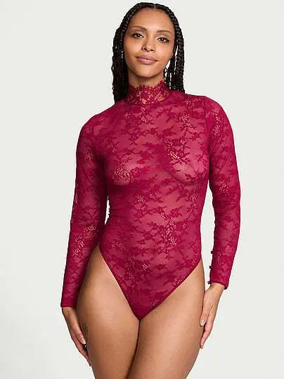 Victoria's Secret Dream Angels Lace Long-sleeve Bodysuit
