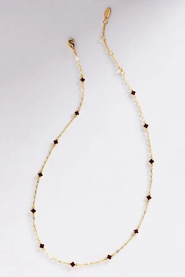 Anthropologie Ty Clover Chain Necklace - Berry