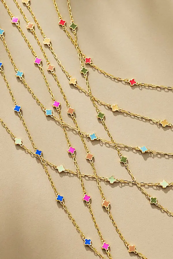 Anthropologie Ty Clover Chain Necklace - Blue