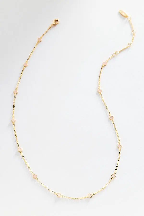 Anthropologie Ty Clover Chain Necklace - Blush Pink
