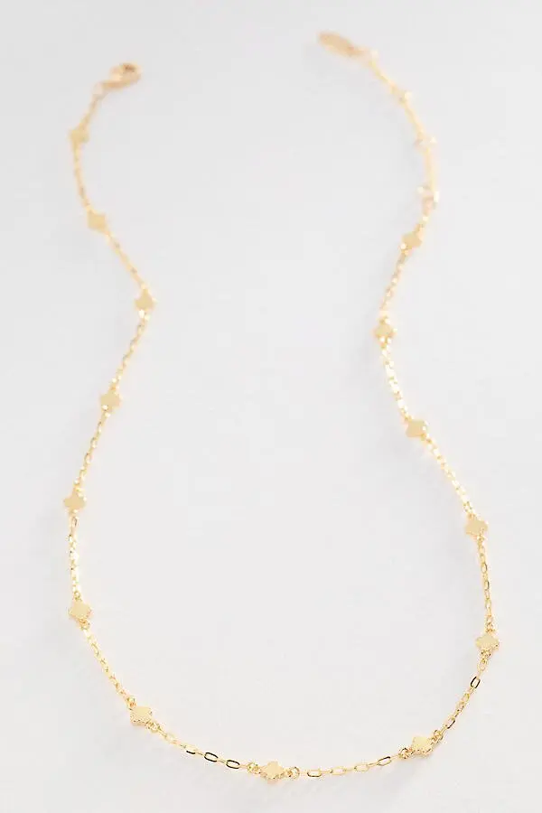 Anthropologie Tiny Clover Chain Necklace - Butter