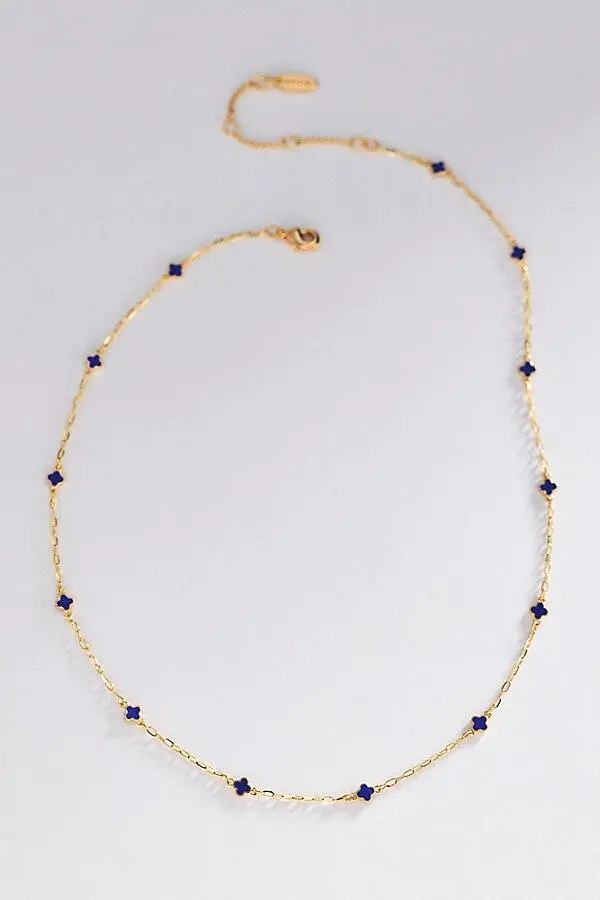 Anthropologie Ty Clover Chain Necklace - Dark Blue