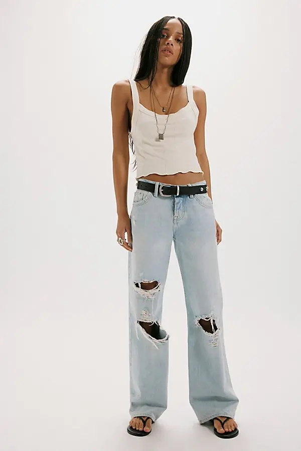 Free People We The Free Tennessee Boyfriend Jeans - Indigo Ruin
