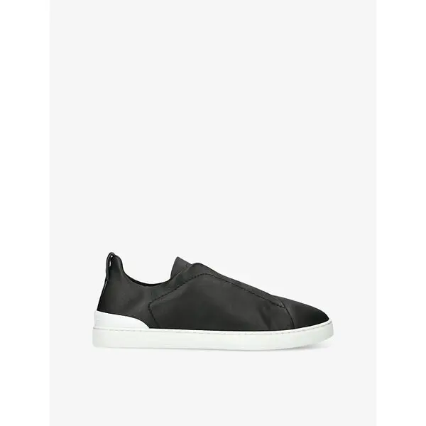 Zegna X3 Triple Stitch Secondskin Shearling Leather Low-top Trainers - Black