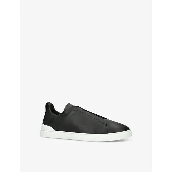 Zegna X3 Triple Stitch Secondskin Shearling Leather Low-top Trainers - Black