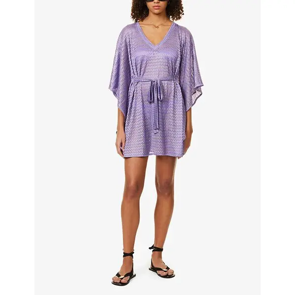 melissa odabash metallic dress Metallic Leopard-print Stretch Jersey Maxi Wrap Dress