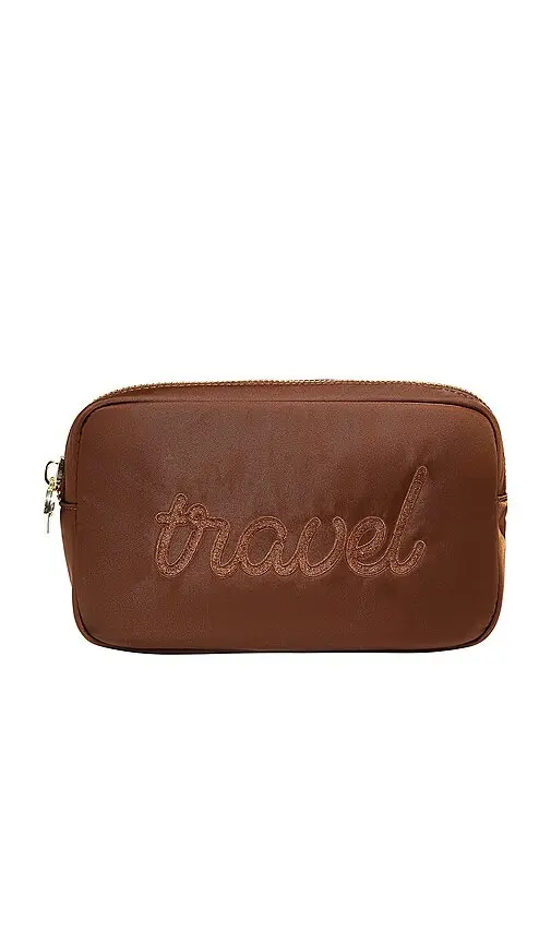 Stoney Clover Lane Travel Embroidered Small Pouch - Brown