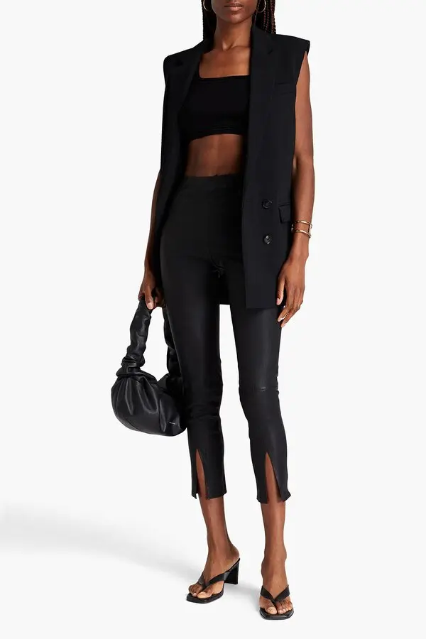 Theory Cropped Leather Leggings