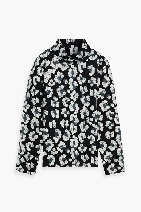 Aztech Mountain Printed Wool Turtleneck Top - Black