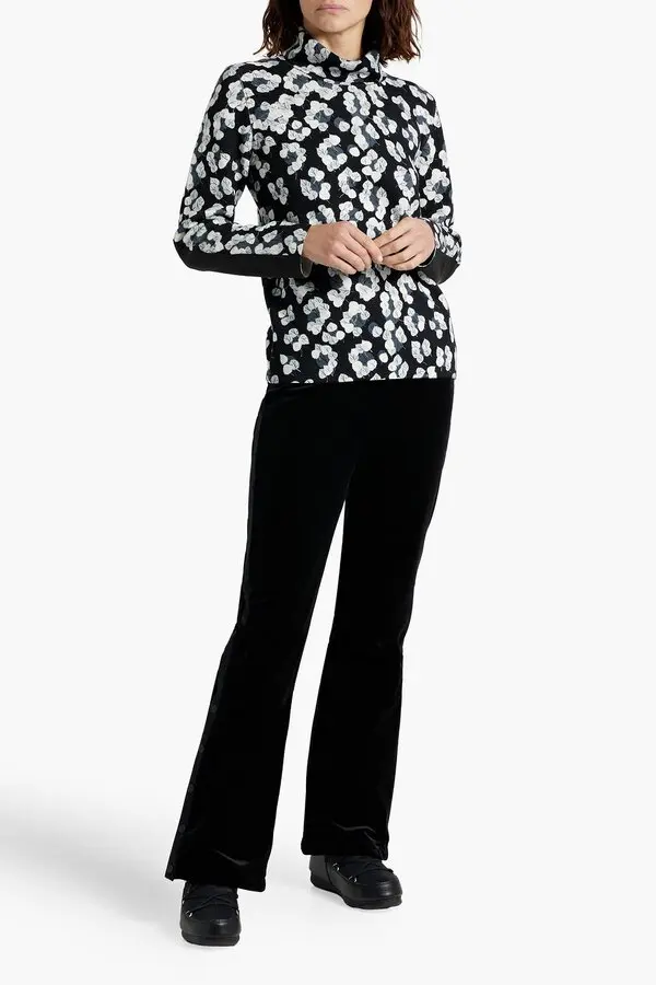 Aztech Mountain Printed Wool Turtleneck Top - Black