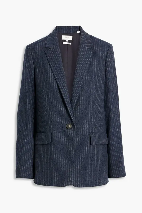 Vince Pinstriped Woven Blazer - Navy