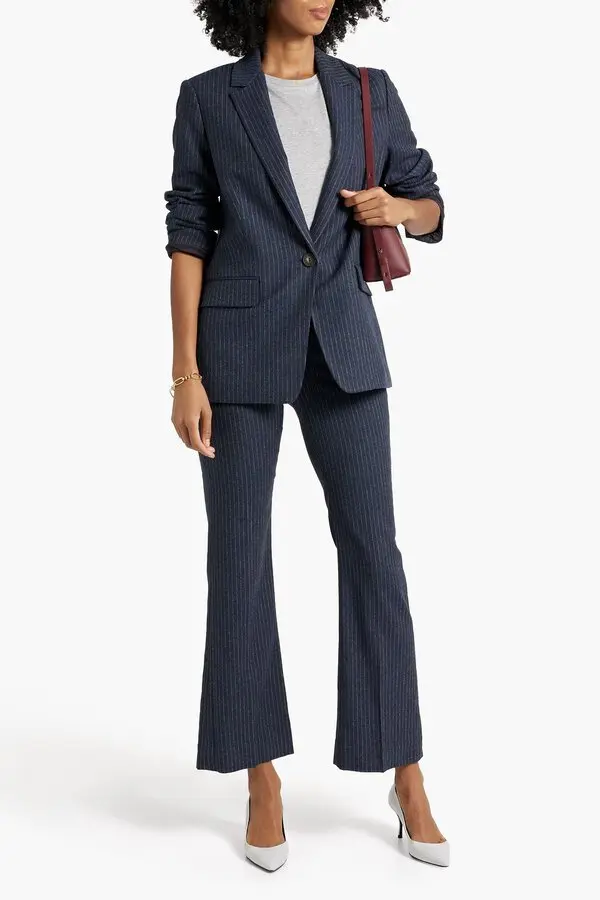 Vince Pinstriped Woven Blazer - Navy