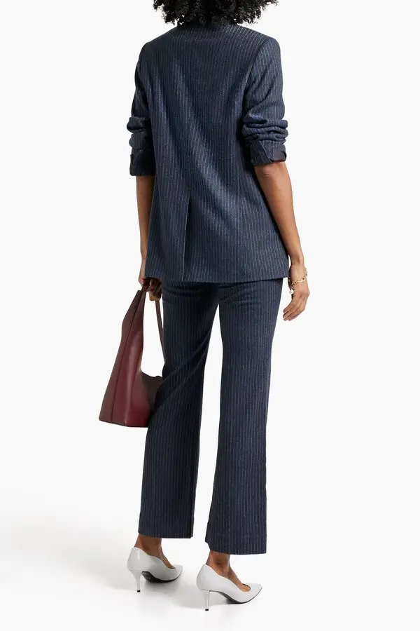 Vince Pinstriped Woven Blazer - Navy