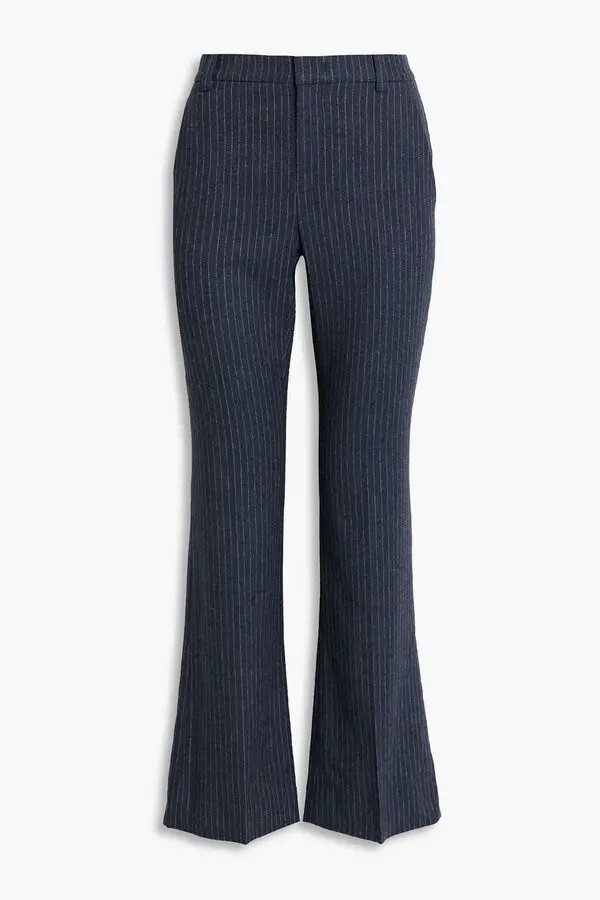Vince Pinstriped Flared Pants - Navy
