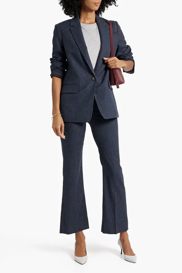Vince Pinstriped Flared Pants - Navy