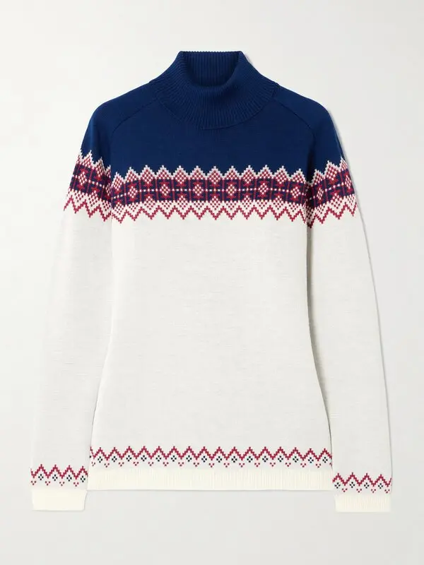 Falke Jacquard-knit Wool-blend Turtleneck Sweater - White