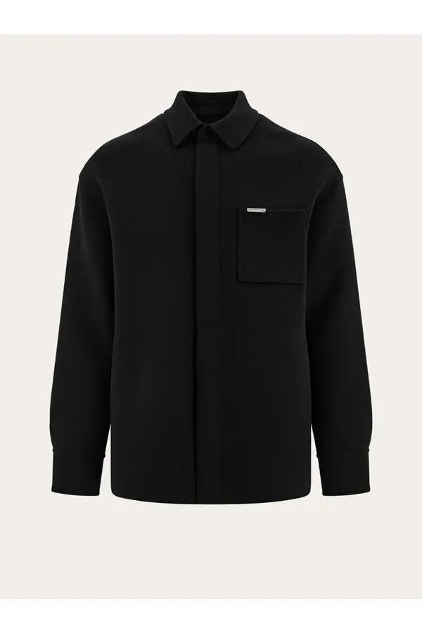 FERRAGAMO Cashmere-blend Overshirt - Black