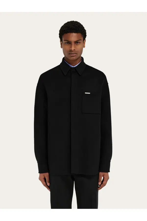 FERRAGAMO Cashmere-blend Overshirt - Black