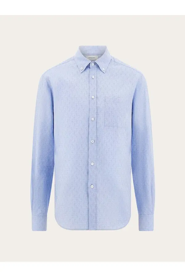 FERRAGAMO Monogram Shirt - Blue