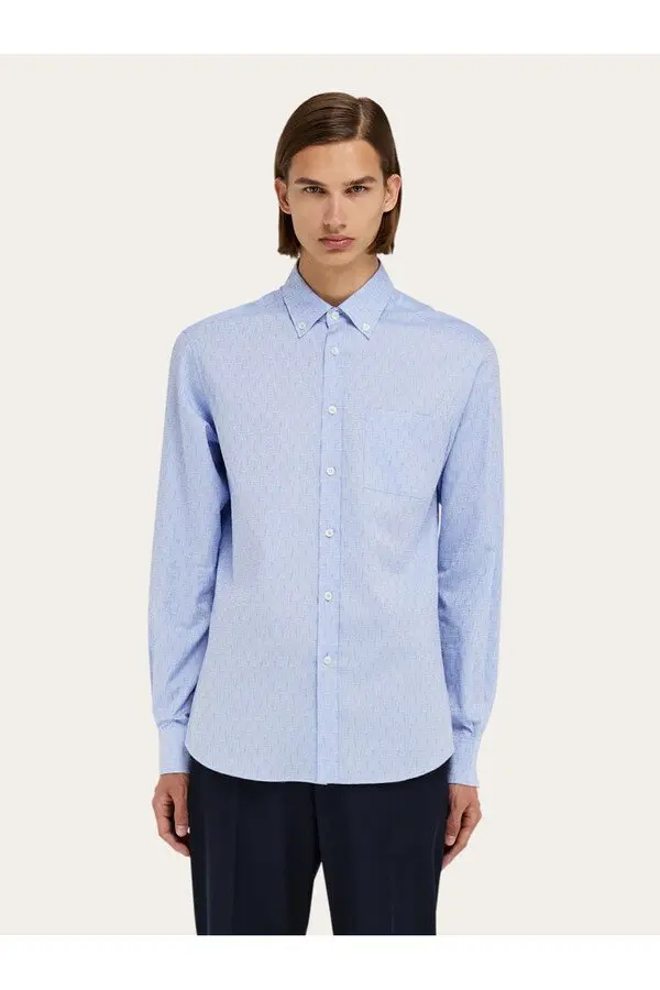 FERRAGAMO Monogram Shirt - Blue