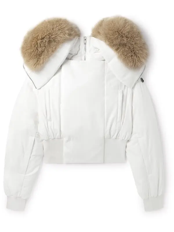 Rick Owens Moncler Alice Shearling-trimmed Hooded Down Jacket - White