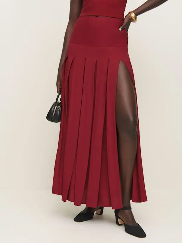 REFORMATION Nancy Maxi Skirt - Red