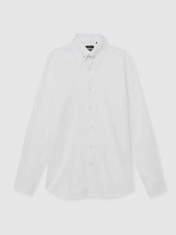REISS Caldwell Regular-fit Cotton Pin-collar Shirt - White