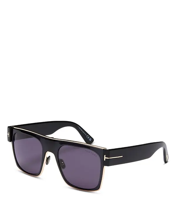 TOM FORD Metal Accent Square Sunglasses - Black/purple Solid