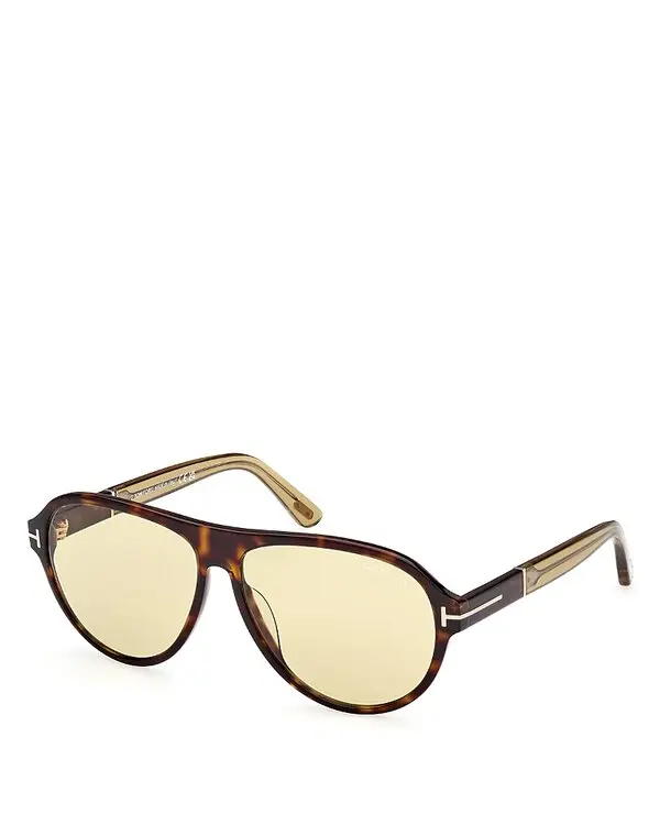 TOM FORD Pilot Sunglasses, 59mm - Havana/yellow Solid