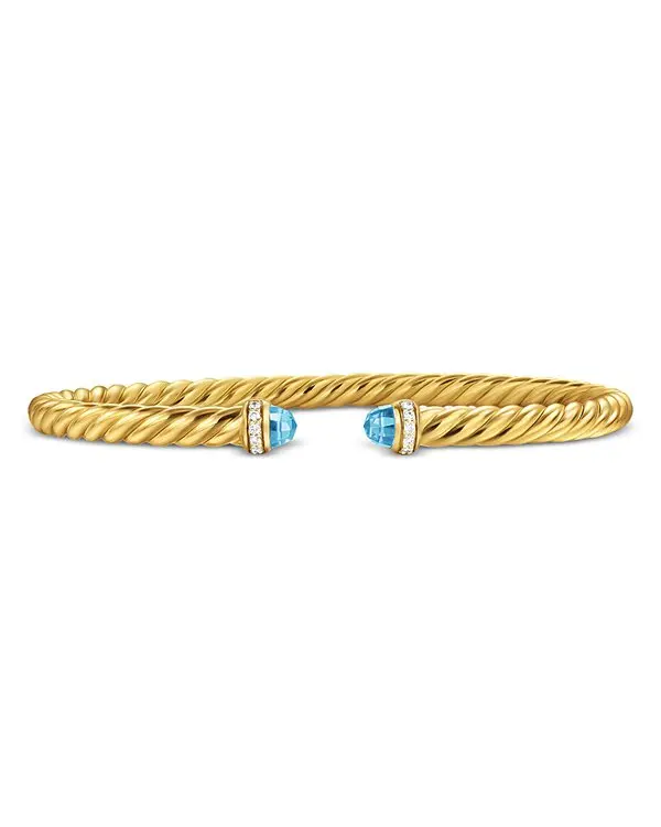David Yurman Cable Spira Flex Bracelet - Blue Topaz/gold