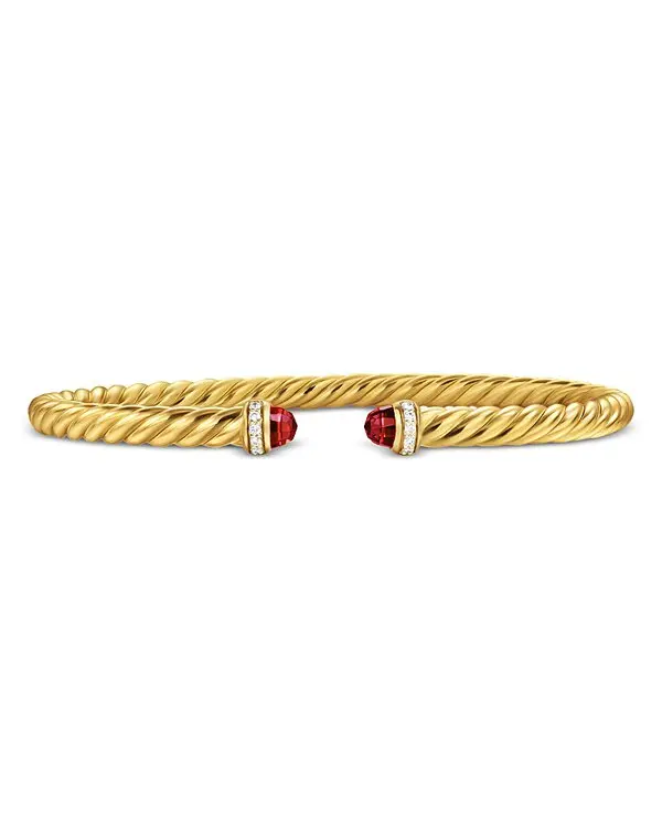 David Yurman Cablespira Flex Bracelet With Rhodolite Garnet And Diamonds - Rhodolite Garnet/gold