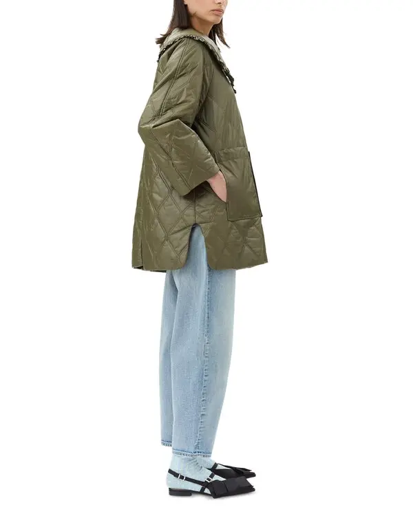 GANNI Shiny Quilted Midi Jacket