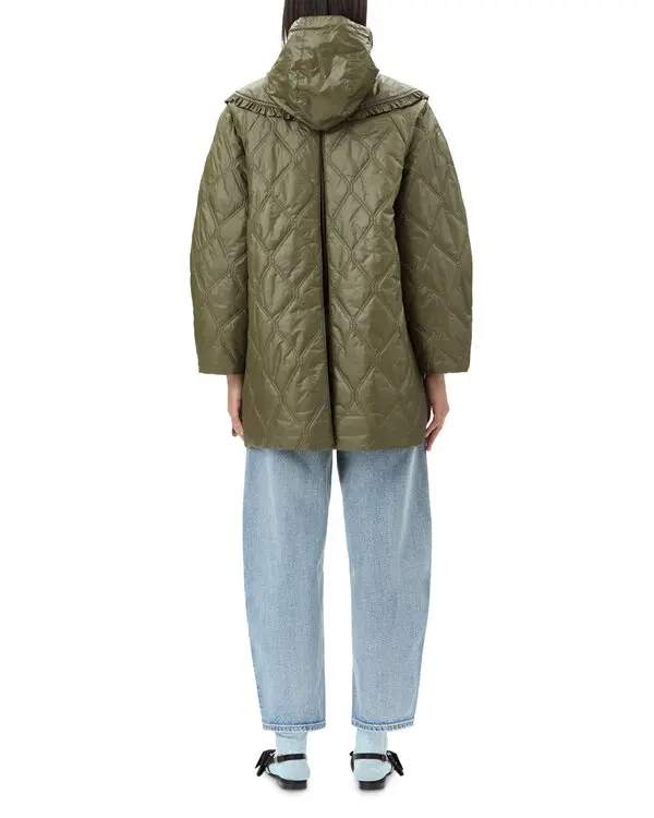 GANNI Shiny Quilted Midi Jacket