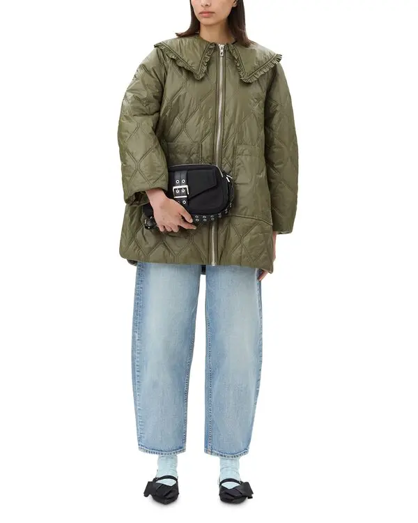GANNI Shiny Quilted Midi Jacket