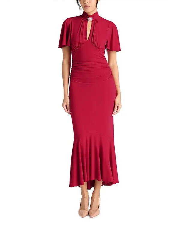 burgundy keyhole dress Mermaid Burgundy Keyhole Satin Prom Dresses