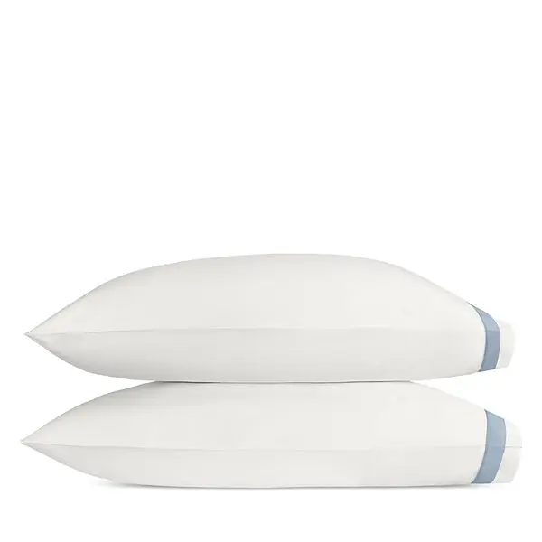 MATOUK Ambrose Sateen King Pillowcase, Pair - Bone/hazy Blue