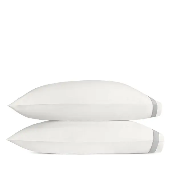 MATOUK Ambrose Sateen King Pillowcase, Pair - Bone/silver