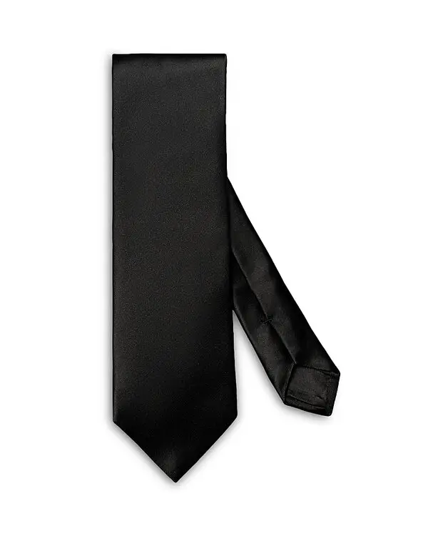 Eton Solid Satin Neck Tie - Black