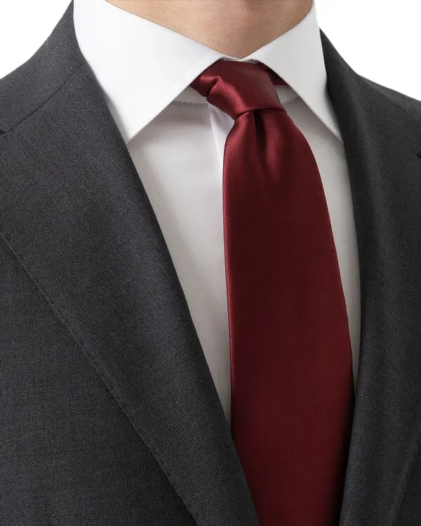 Eton Solid Satin Neck Tie - Red