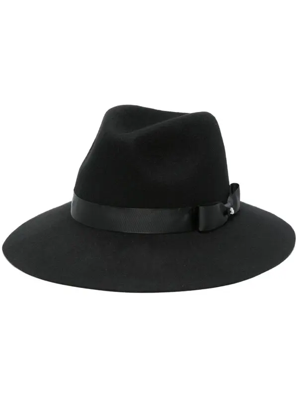 New! Ralph Lauren Black Wool Fedora Hat Polo Ralph Lauren logo-embroidered Wool Fedora Hat | Black  main image 2