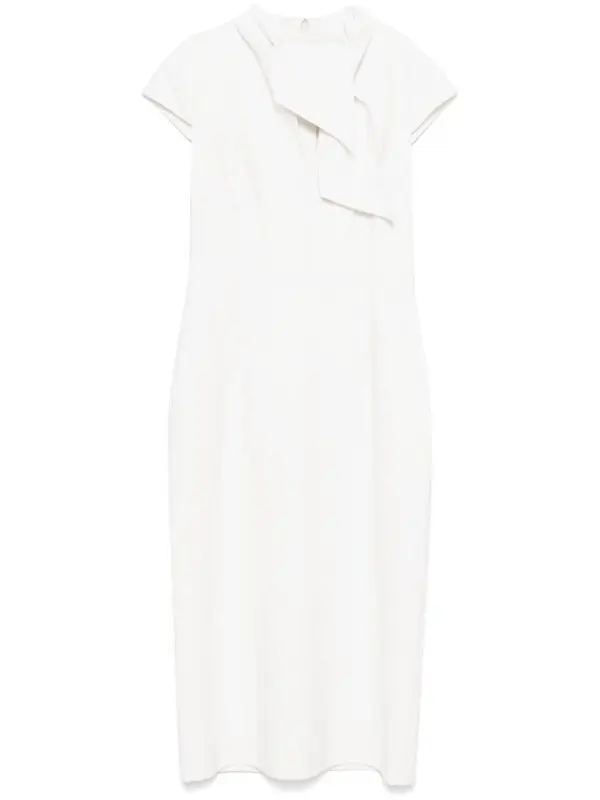 ruched green midi dress Anne Klein Jacquard Lurex Midi Dress