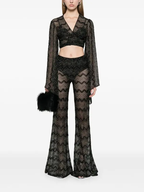 Missoni Crochet-knit Flared Trousers - Black