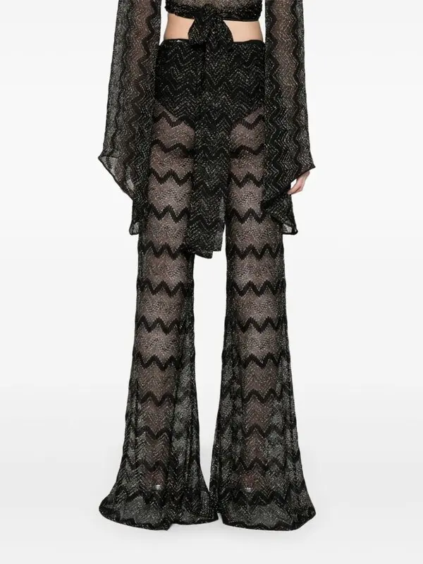 Missoni Crochet-knit Flared Trousers - Black